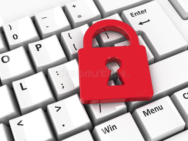 Lock icon on keyboard stock illustration. Illustration of password ...