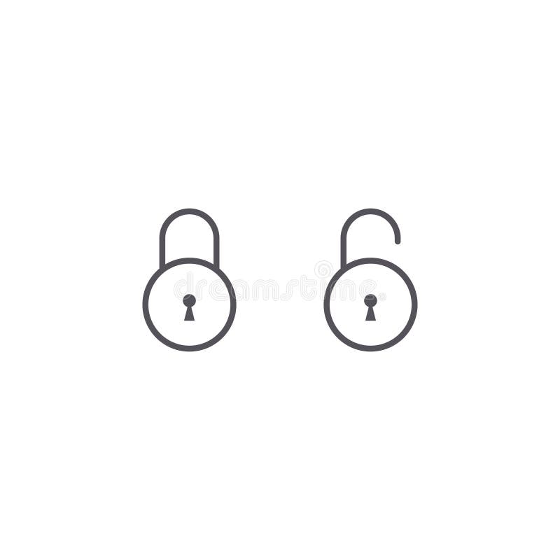 Lock Icon Line Set, Padlock Sign Vector Isolated Illustration Stock ...