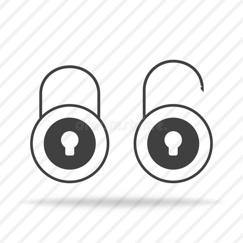 Lock Icon with Locked and Unlocked Position. Padlock Set. Rounded ...