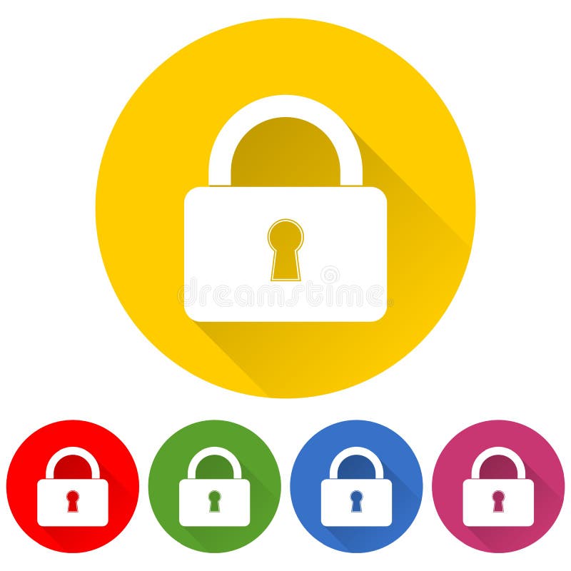 Lock icon with long shadow stock vector. Illustration of collection ...