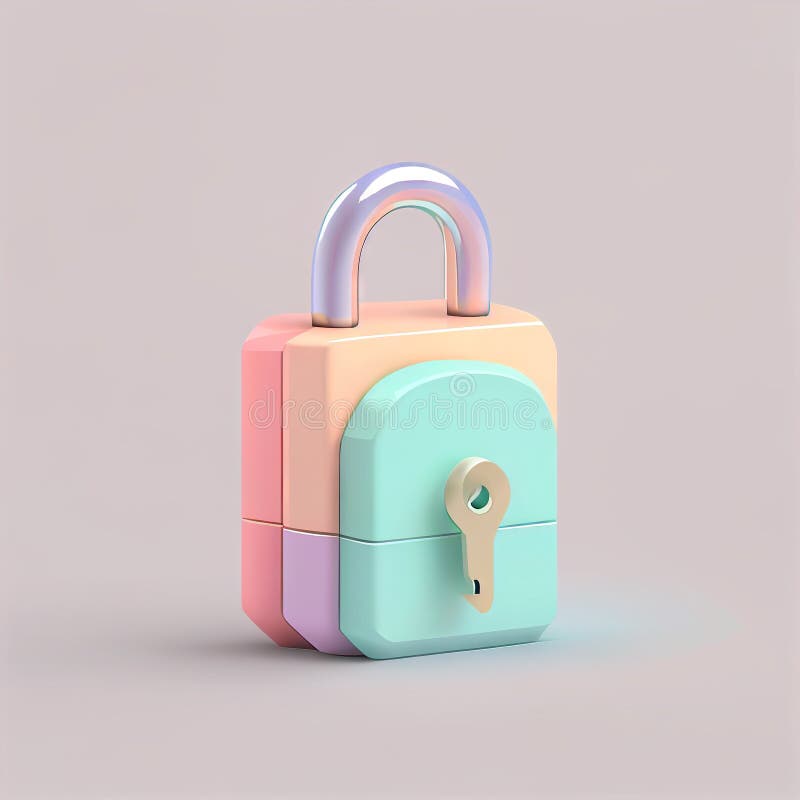 Lock Icon Pastel Color Generative AI Stock Illustration - Illustration ...
