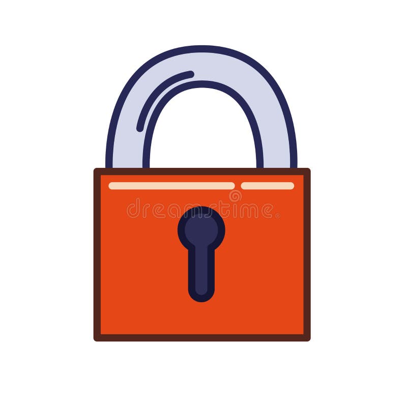 Lock Icon, Red Padlock. Line Colored Vector Illustration. Isolated on ...