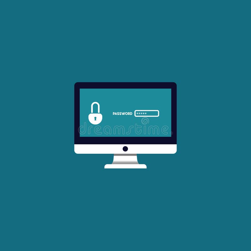 Lock Icon on Screen Monitor. Vector Symbol Security Stock Photo - Image ...