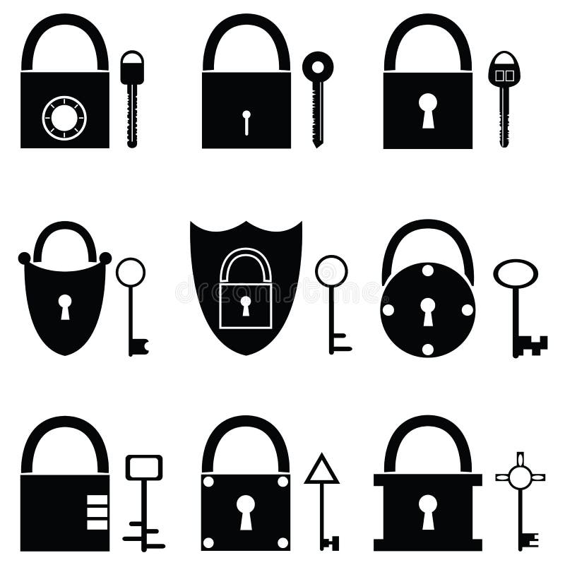Lock icon set stock vector. Illustration of element - 102677830