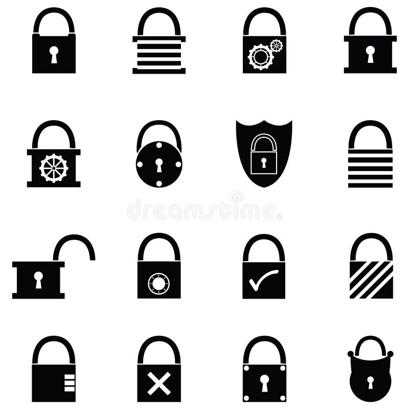 Lock icon set stock vector. Illustration of firewall - 107349946