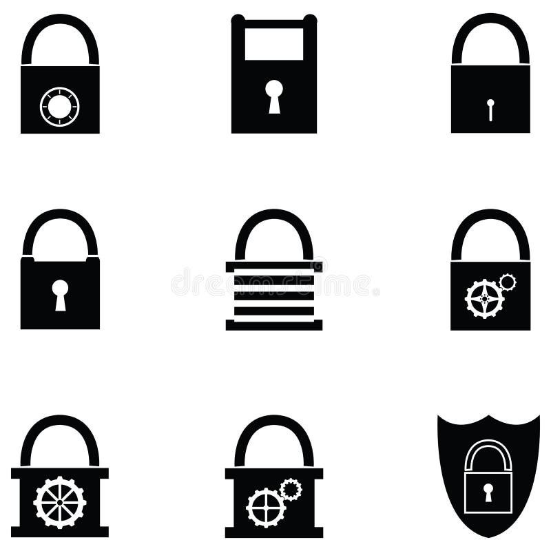 Lock icon set stock vector. Illustration of graphic - 107349959