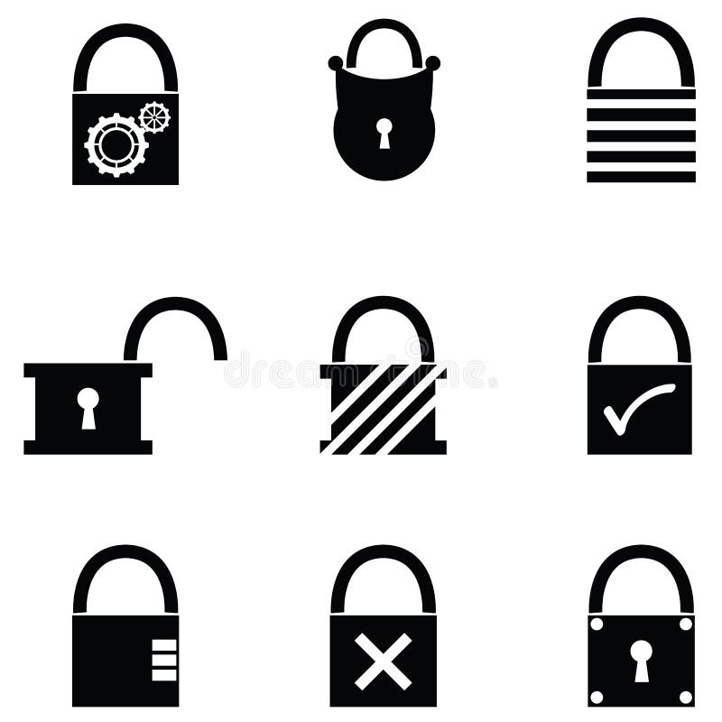 Lock icon set stock vector. Illustration of sign, lock - 107350005