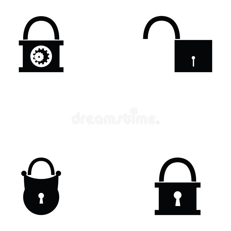 Lock icon set stock vector. Illustration of icon, firewall - 107350025