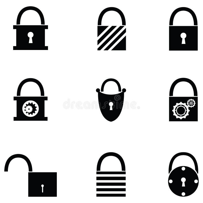 Lock icon set stock vector. Illustration of protection - 107350088