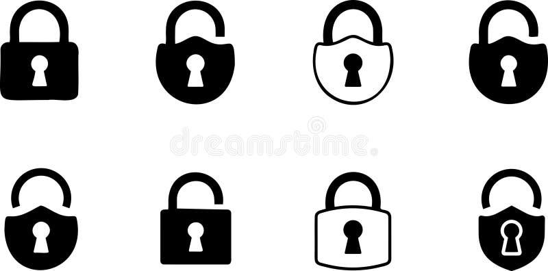 Lock Icon Set Open and Closed Padlock Security Symbols Vector ...