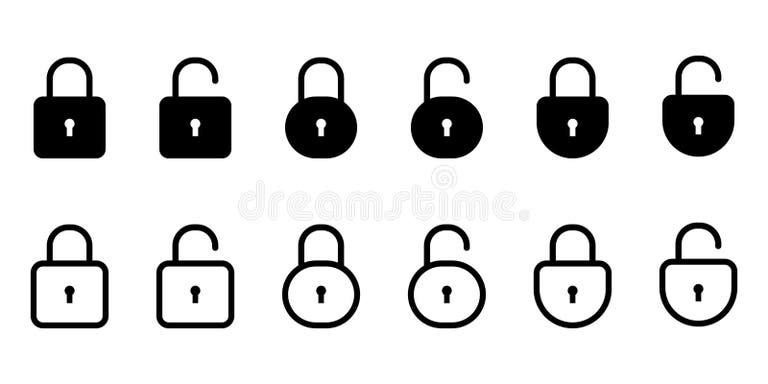 Lock Icon Set. Padlock Open and Closed. Locked and Unlocked Icon ...