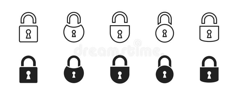 Lock Icon Set. Vector Illustration. Lock Symbol Collection Stock ...