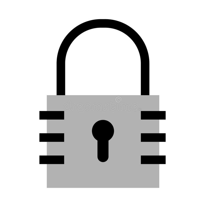 Lock Icon, on Transparent Background, Flat Line Design, Cloud Computing ...