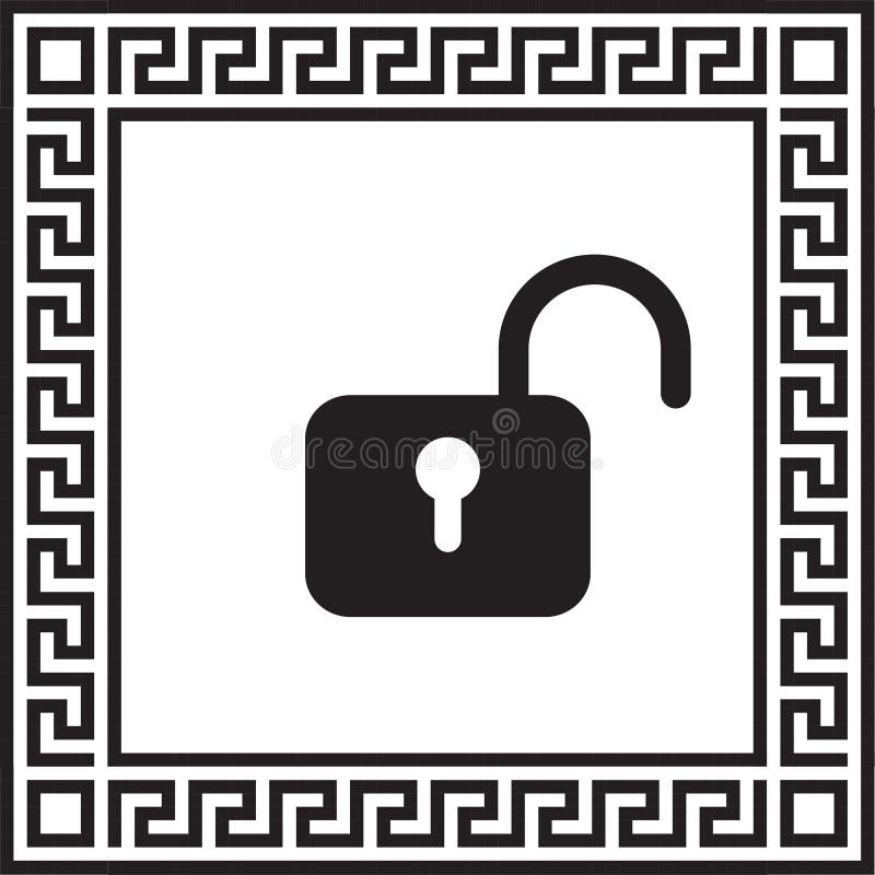 Lock Icon Vector in a Frame with a Greek Ornament Stock Illustration ...