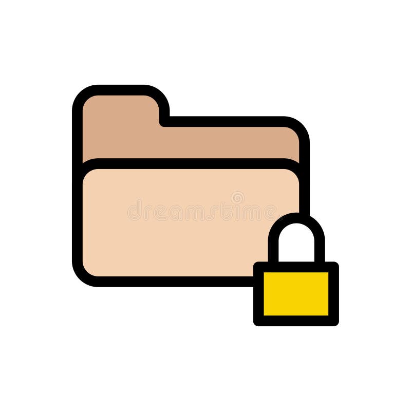 Lock Vector Line Colour Icon Stock Vector - Illustration of folder ...