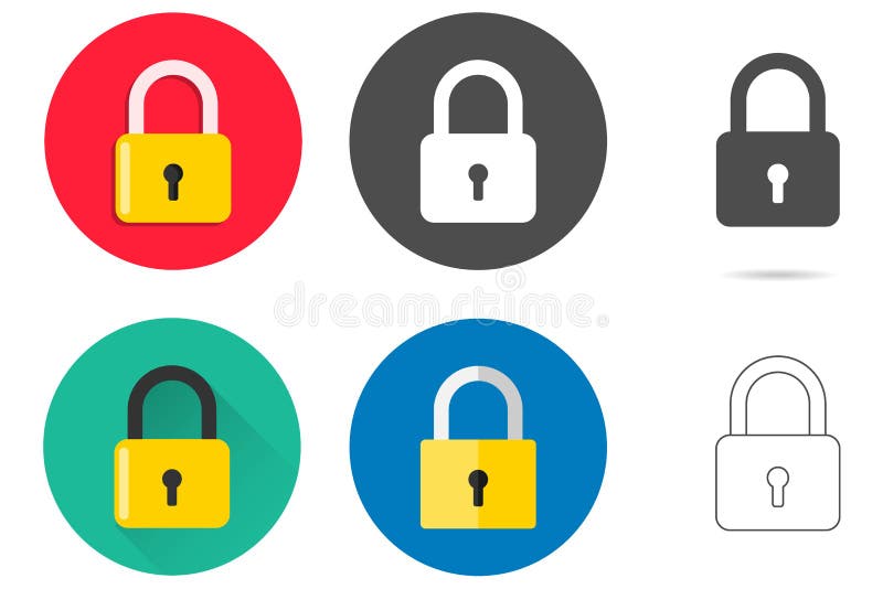 Lock Icon on White Background with Shadow Behind. Lock Icon in Flat ...