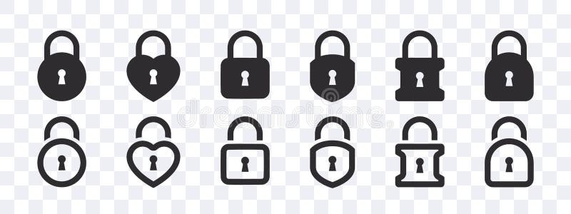 Lock Icons. Locks of Various Shapes. Privacy Symbol. Security Symbol ...
