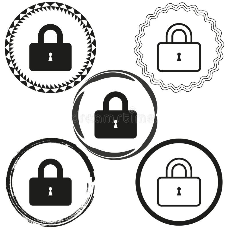 Lock Icons Set. Various Circle Designs. Black Silhouette Vector ...