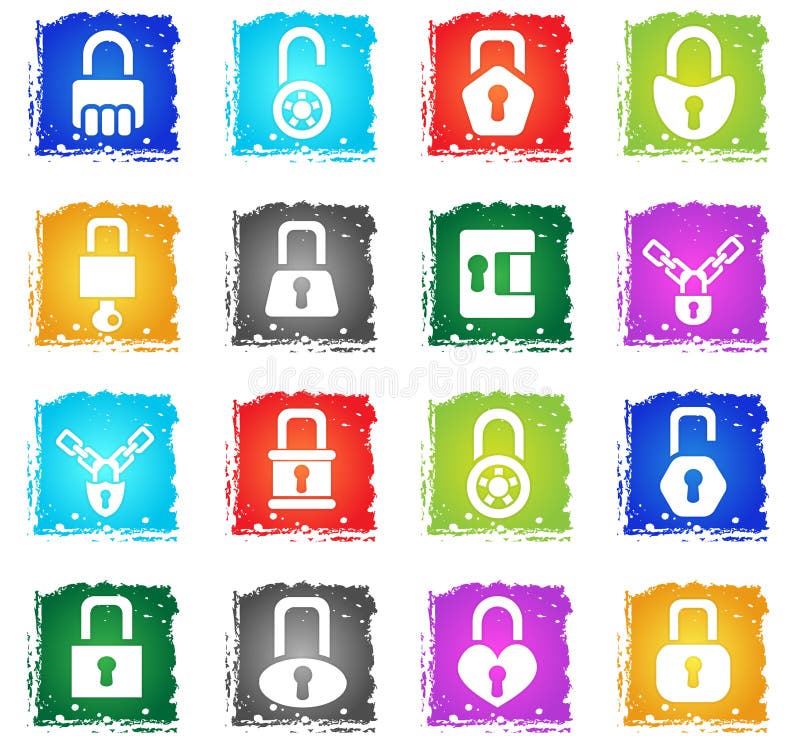 Lock icons set stock illustration. Illustration of door - 88113170