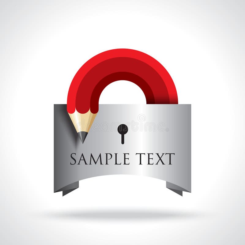 Lock Idea of Office with Pencil Stock Vector - Illustration of confuse ...