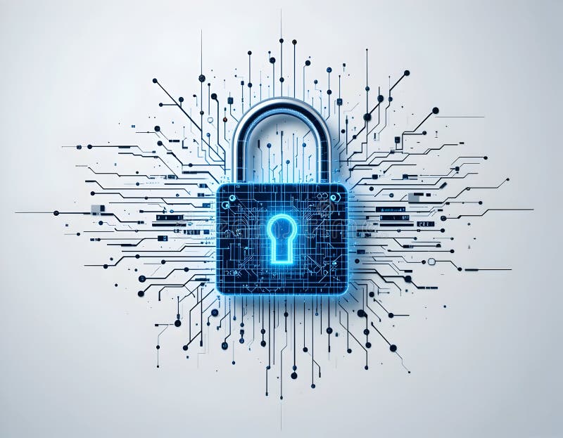 Lock Illustration on Circuit Board for Data Security Concept Stock ...