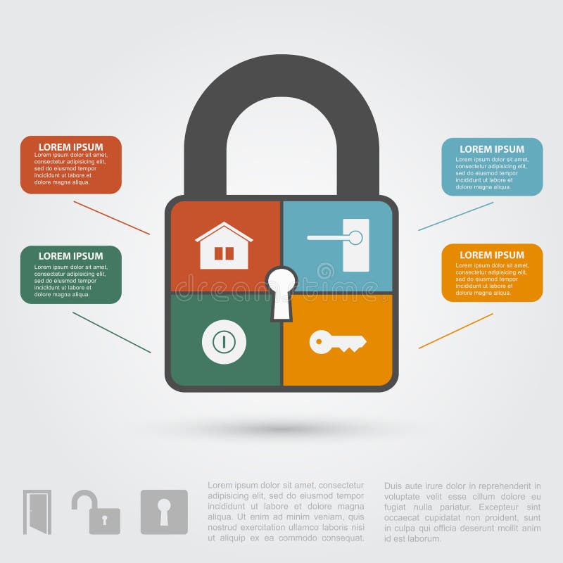 Lock infographic stock vector. Illustration of access - 46929689