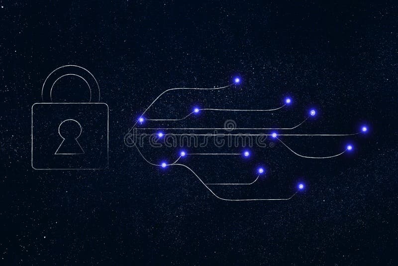Lock with Internet Connection Lines and Nodes Stock Illustration ...