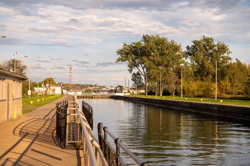 Lock Joining the Great Lakes Stock Image - Image of canal, reflection ...