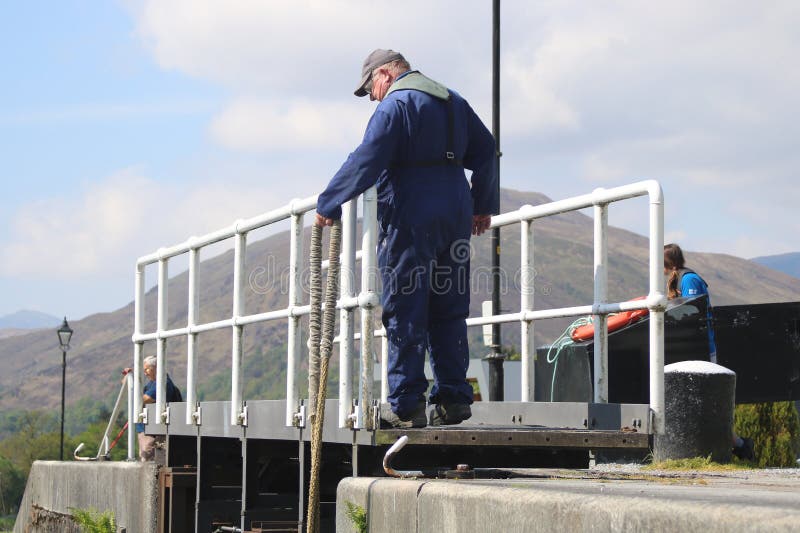 Lock Keeper on Lock Walkway Editorial Photography - Image of gate, rope ...