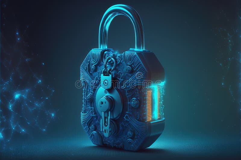 A Lock with a Key on it in a Blue Background with Stars and a Pattern ...