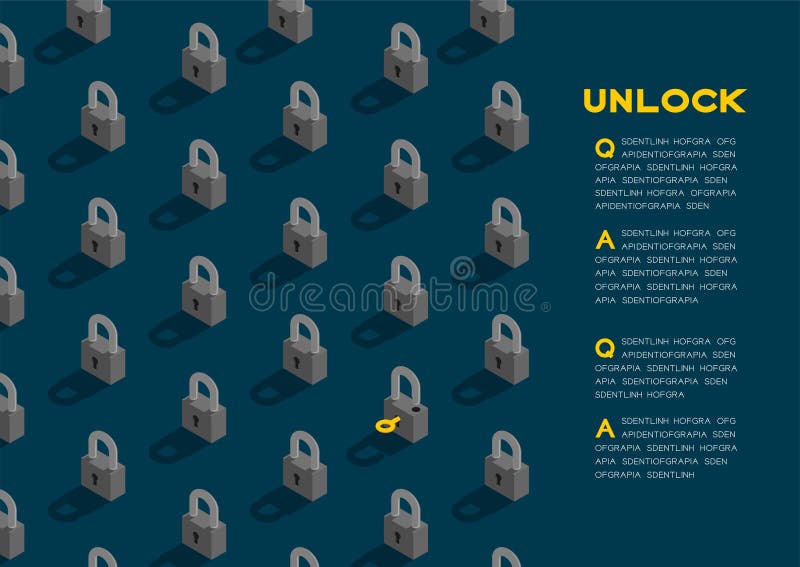 Lock 3D Isometric Pattern, Password Unlock Concept Poster and Banner ...