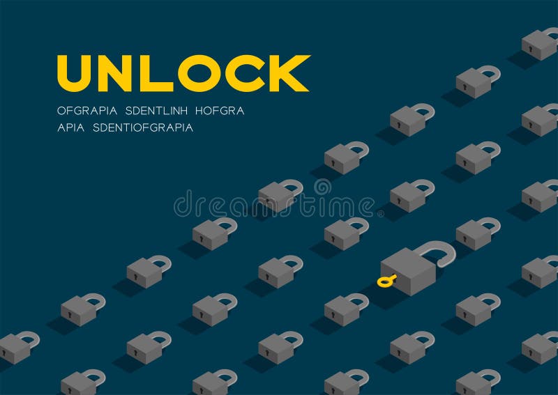Lock 3D Isometric Pattern, Password Unlock Concept Poster and Banner ...