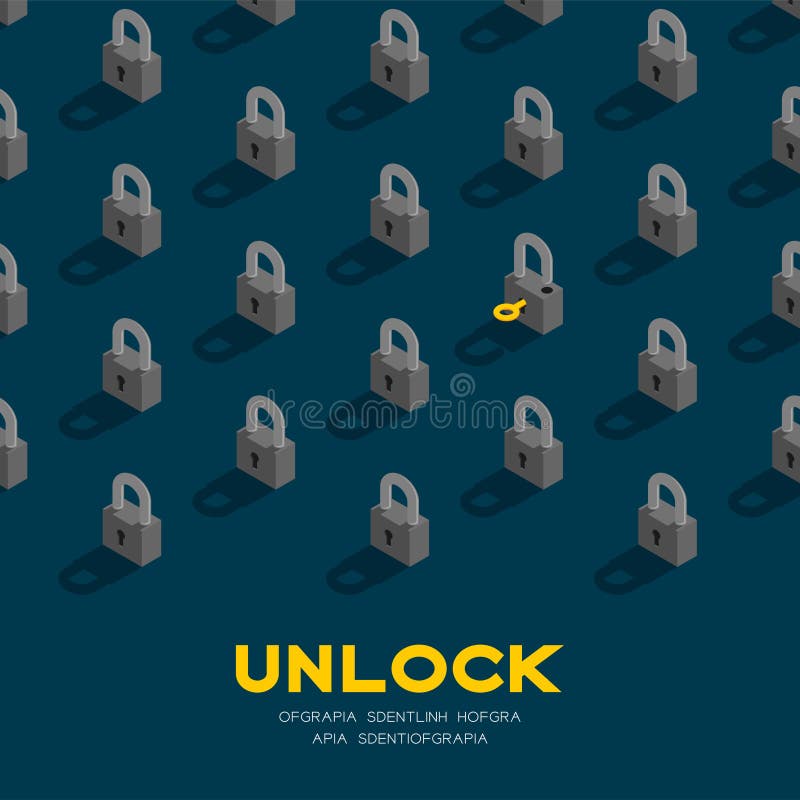 Lock 3D Isometric Pattern, Password Unlock Concept Poster And Banner ...