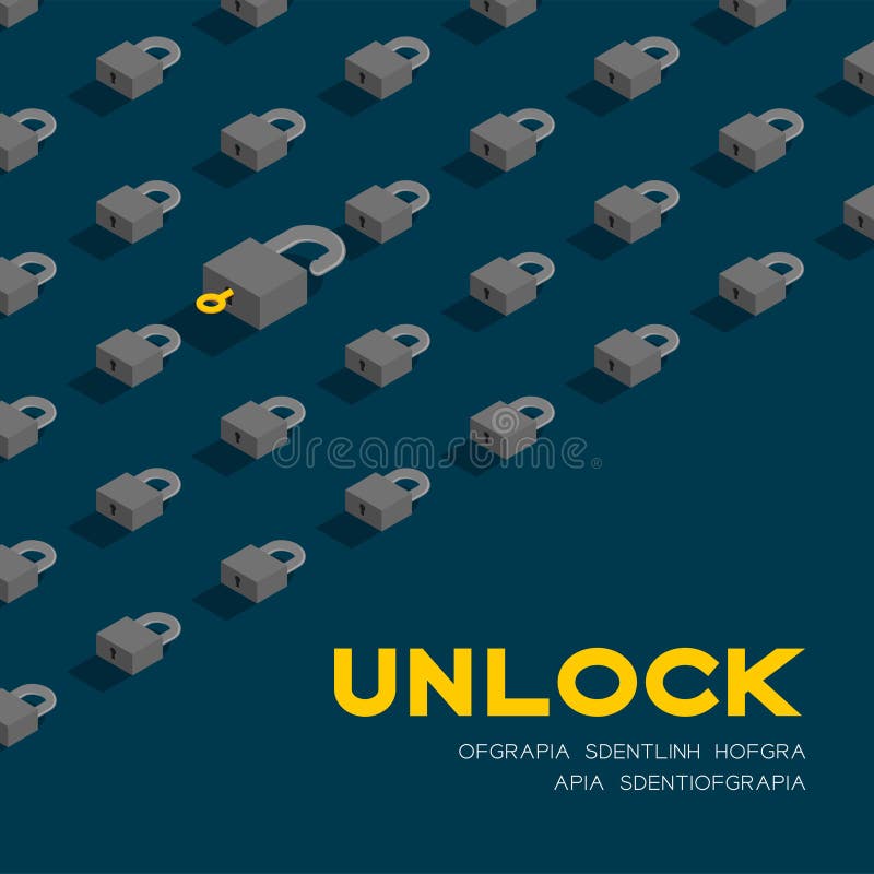 Lock 3D Isometric Pattern, Password Unlock Concept Poster and Banner ...