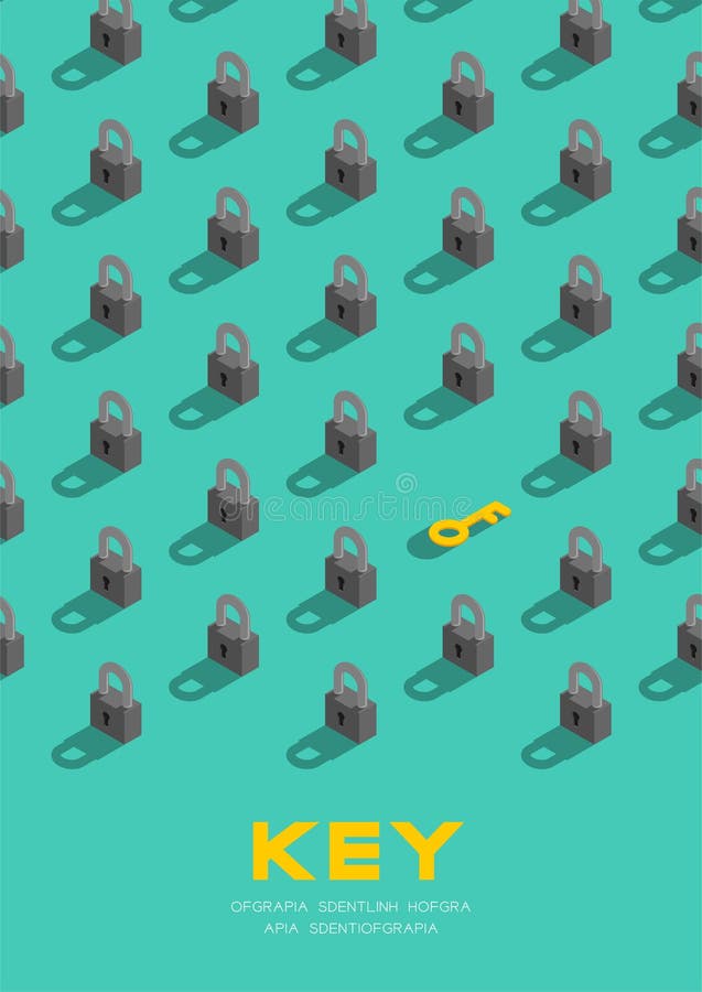 Lock 3D Isometric Pattern, Password Unlock Concept Poster and Banner ...