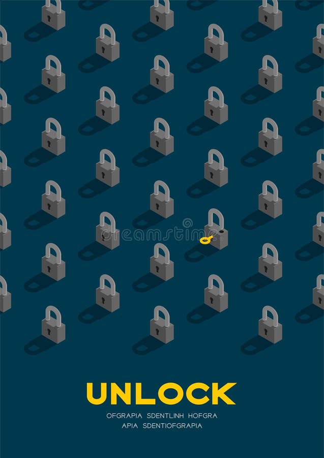 Lock 3D Isometric Pattern, Password Unlock Concept Poster and Banner ...