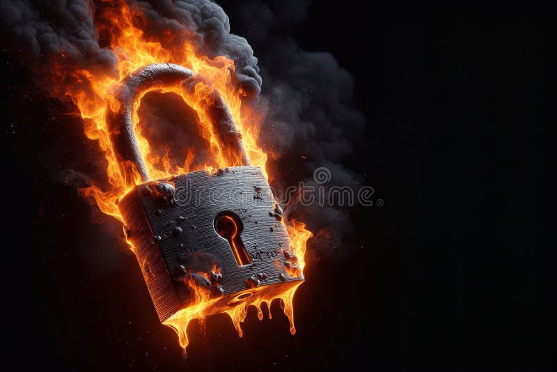 A Lock with a Key is on Fire Stock Image - Image of system, concept ...