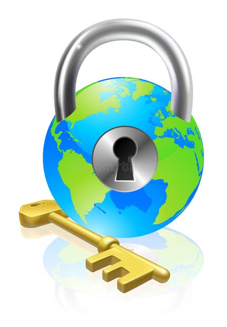 Lock and Key Globe stock vector. Illustration of protection - 25116166