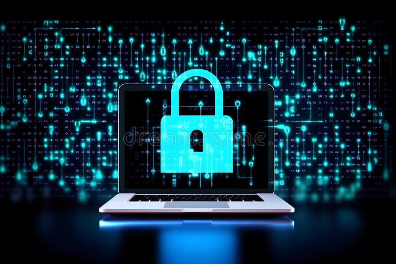 Lock with Key Hole in the Screen of Laptop. Data Security ...