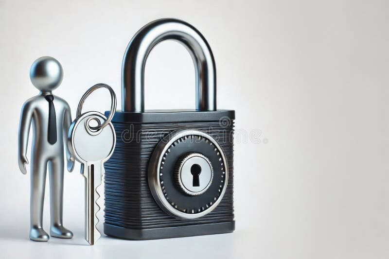 A Lock with a Key and a Human Figure. Space for Text. Stock Image ...