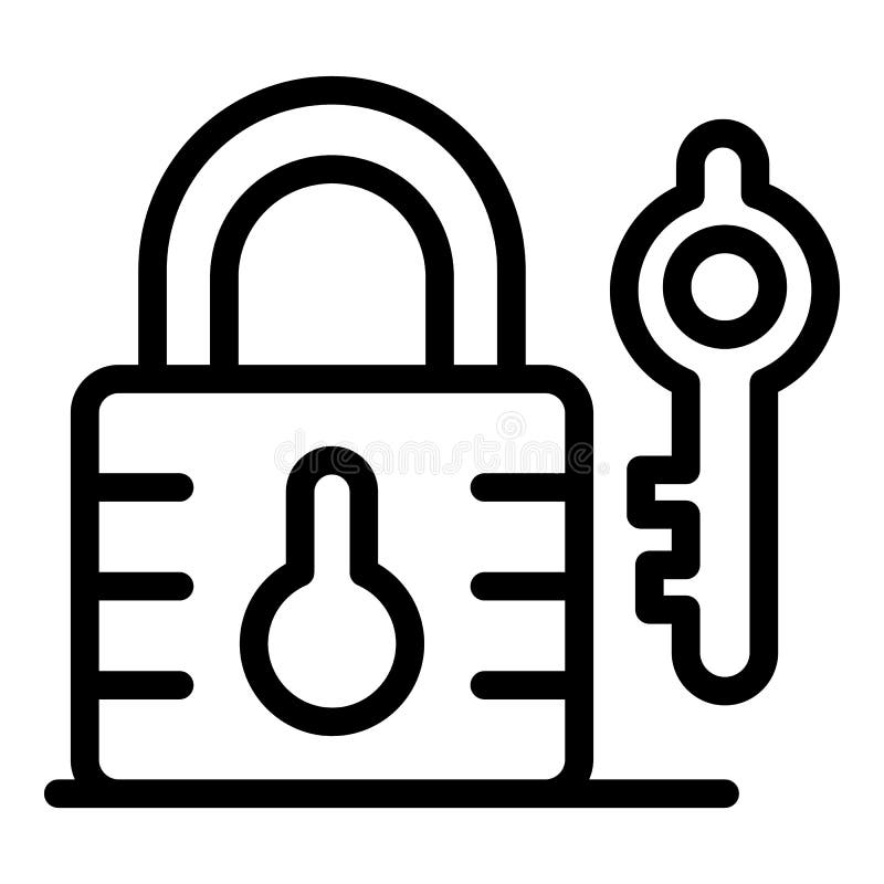Lock and Key Icon, Outline Style Stock Vector - Illustration of camera ...