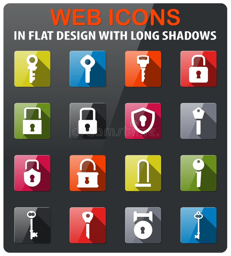 Lock and key icon set stock illustration. Illustration of lock - 88441918