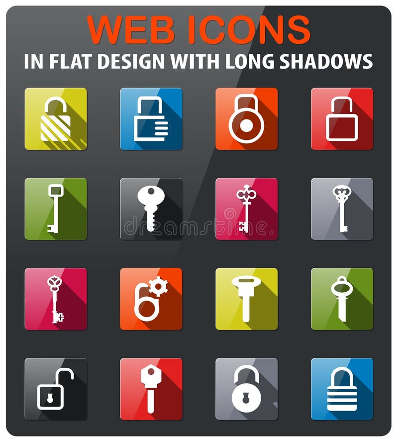 Lock and key icon set stock illustration. Illustration of protection ...