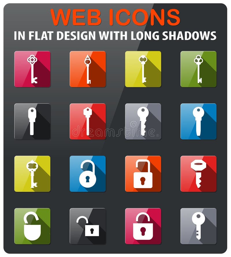 Lock and key icon set stock illustration. Illustration of icon - 88447484