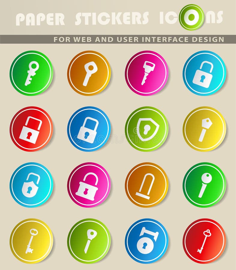Lock and key icon set stock illustration. Illustration of coded - 88817811