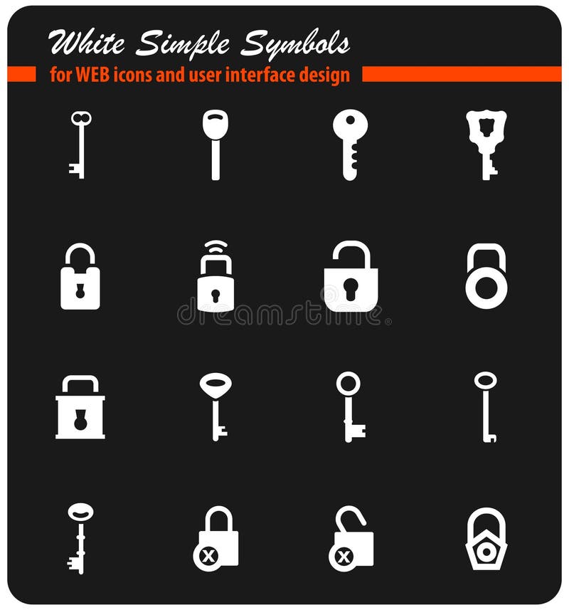 Lock and key icon set stock illustration. Illustration of keyhole ...