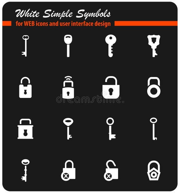 Lock and key icon set stock illustration. Illustration of keyhole ...