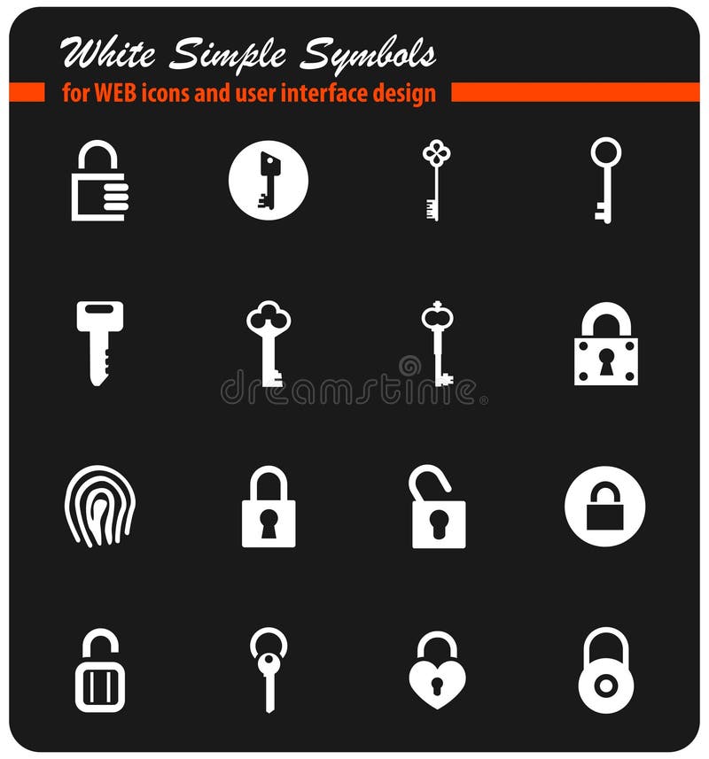 Lock and key icon set stock illustration. Illustration of padlock ...