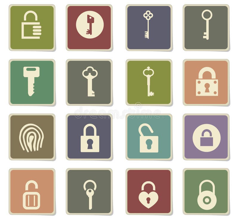 Lock and key icon set stock illustration. Illustration of protection ...