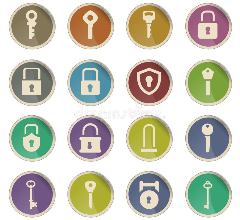 Lock and key icon set stock vector. Illustration of closed - 123509078